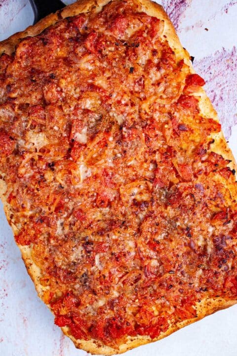 Homemade Thick Crust Sicilian Pizza (Sheet Pan Recipe) - My Chef’s Apron